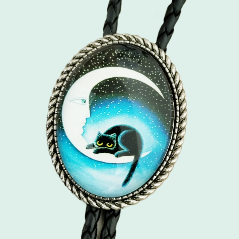Celestial Cowboy Bolo Tie, Western Gifts for Her/him Oval Silver Tips ...