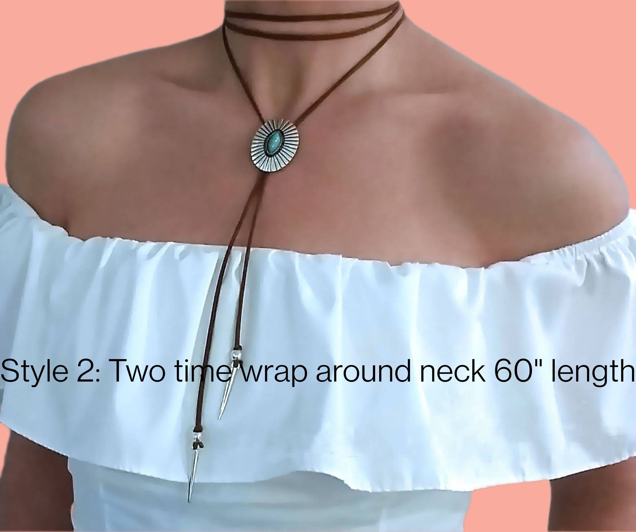 Unique Western Bolo Ties Necklace for Women Real Gemstone - Etsy