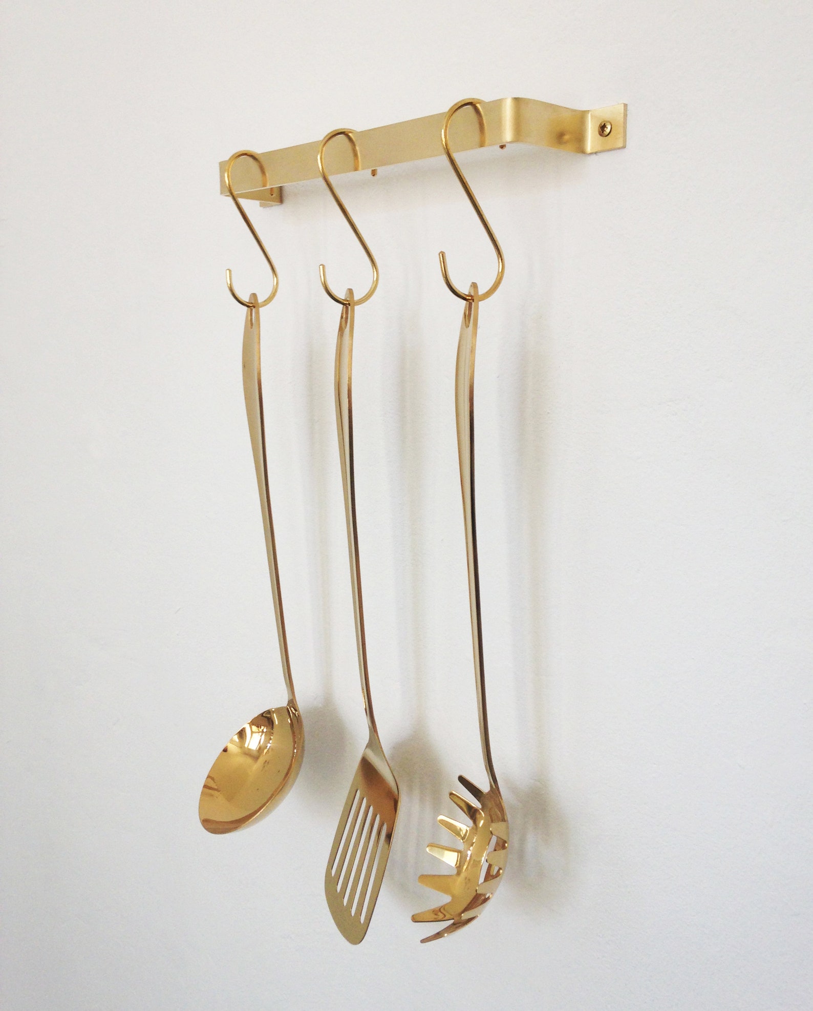 30 Inch Brass Kitchen Rail With 8 Hooks | Etsy