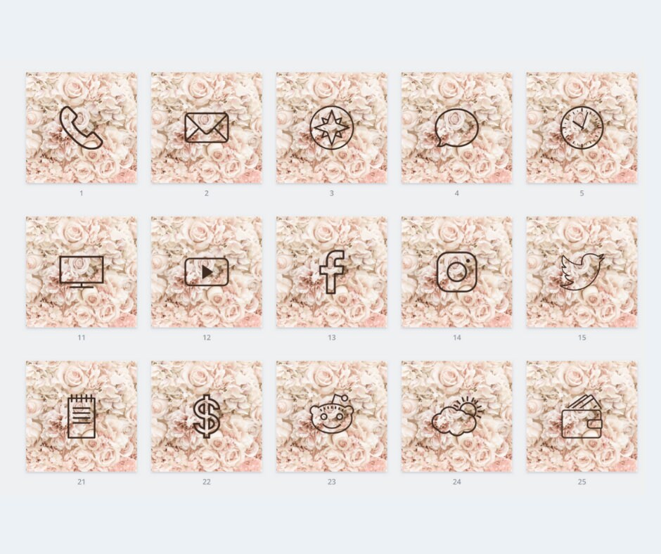 Rose Floral Ios 14 Icon App Covers - Etsy