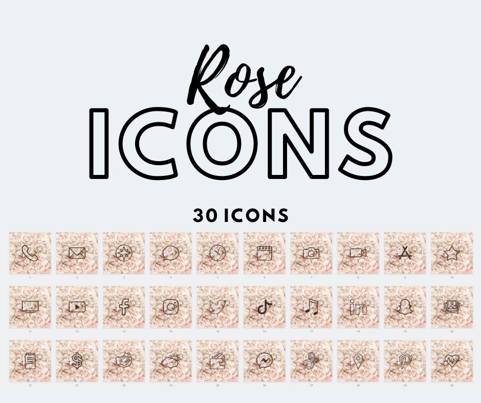 Rose Floral Ios 14 Icon App Covers - Etsy