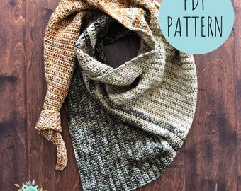 CROCHET SCARF PATTERN: Ariadne Triangle Scarf, Asymmetrical Triangle ...
