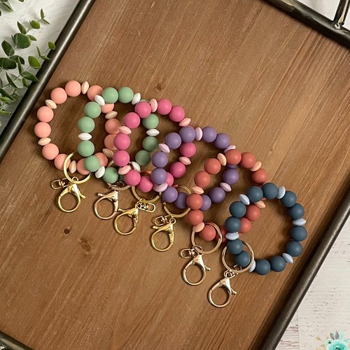 Keychain Wristlet Wristlet Keychain Silicone Beaded Key - Etsy
