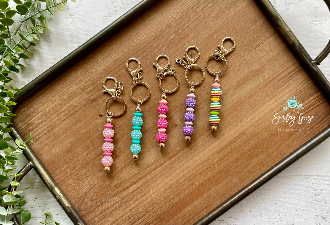 Rhinestone Keychain, Keychain With Clasp, Beaded Key Ring, Sparkle ...