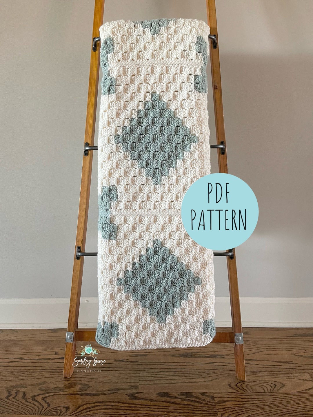 CROCHET BLANKET PATTERN: Geometric Throw Blanket, C2C Crochet Blanket ...