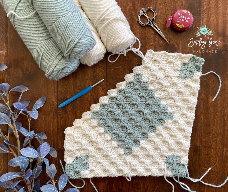 CROCHET BLANKET PATTERN: Geometric Throw Blanket, C2C Crochet Blanket ...