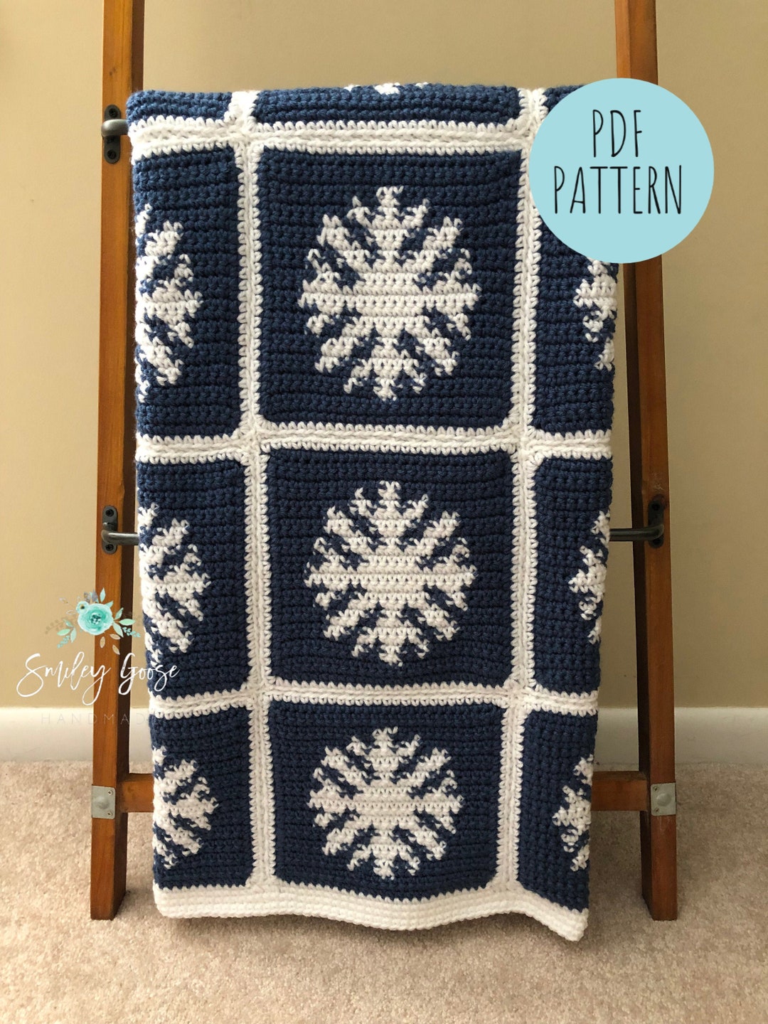 CROCHET BLANKET PATTERN: Snowflake Throw Blanket, Blanket Pattern ...