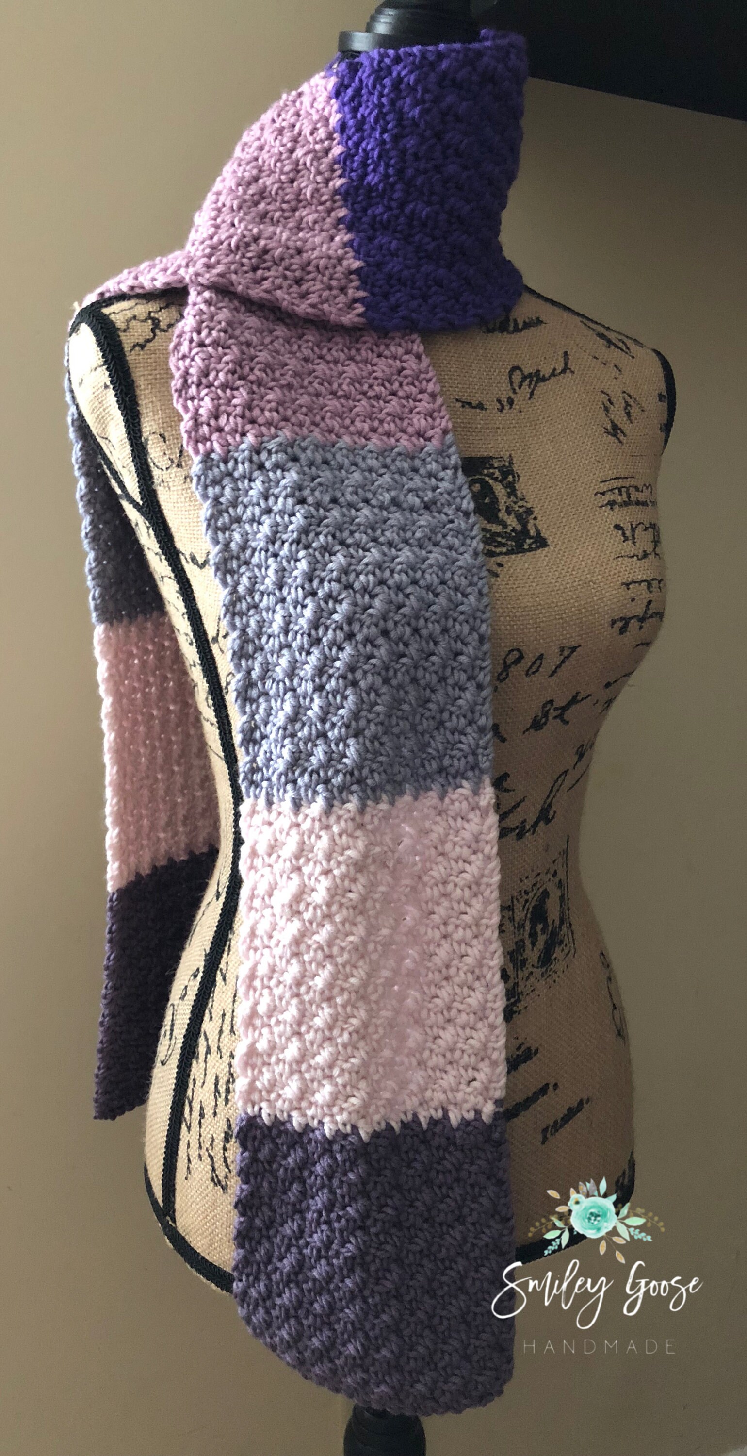 CROCHET SCARF PATTERN: Etta Color Block Scarf, Easy Crochet Scarf ...