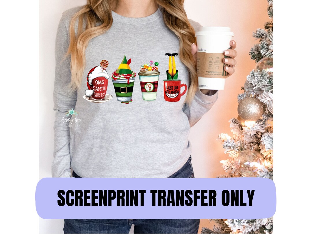 Christmas Elf, Elf Christmas Coffee, Ready to Press, Heat Transfer, T ...