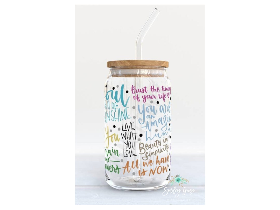 Self Motivation Glass Tumbler, Positivity Cup, Cold Coffee Tumbler ...