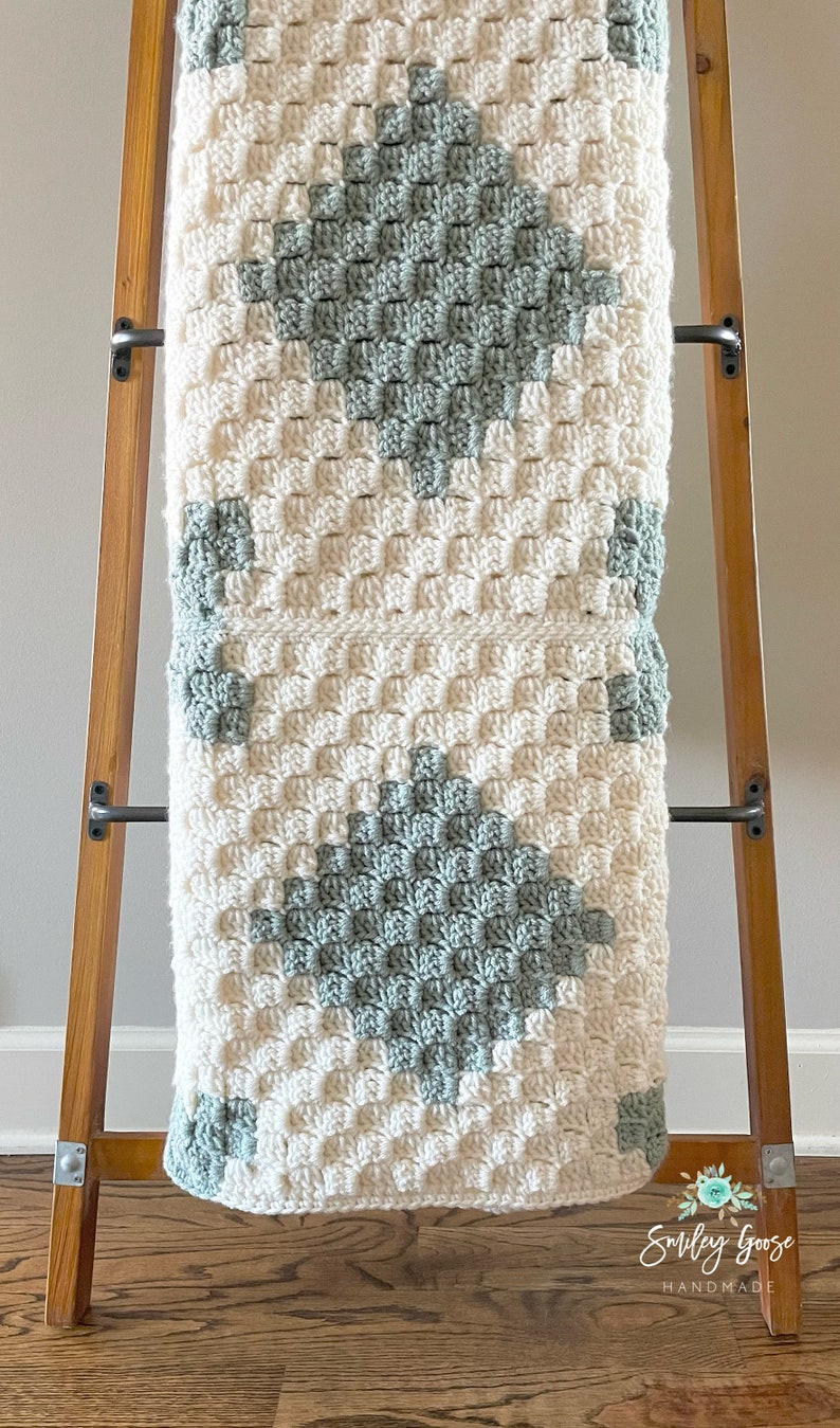 CROCHET BLANKET PATTERN: Geometric Throw Blanket, C2C Crochet Blanket ...
