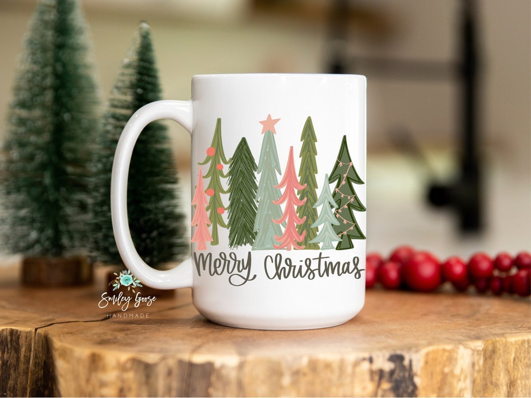 Merry Christmas Coffee Mug, Christmas Trees Cup, Christmas Cup, Merry ...