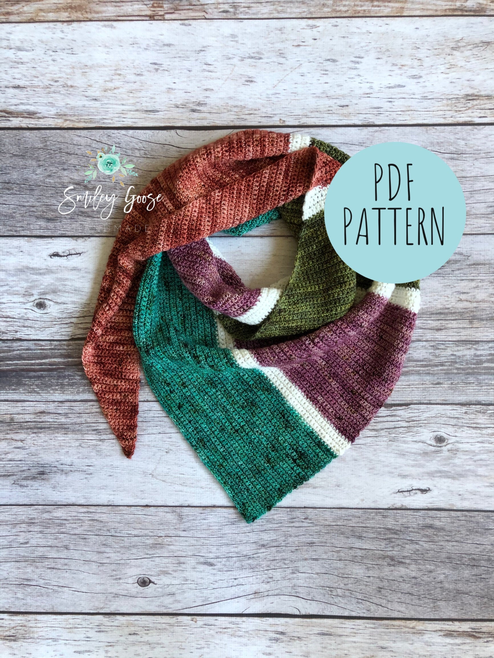 CROCHET SCARF PATTERN: Declan Triangle Scarf Asymmetrical - Etsy