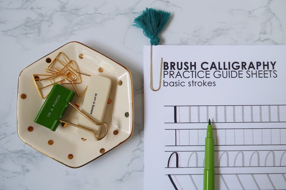 Brush Lettering Practice Sheets Small Brush Pen Instant | Etsy