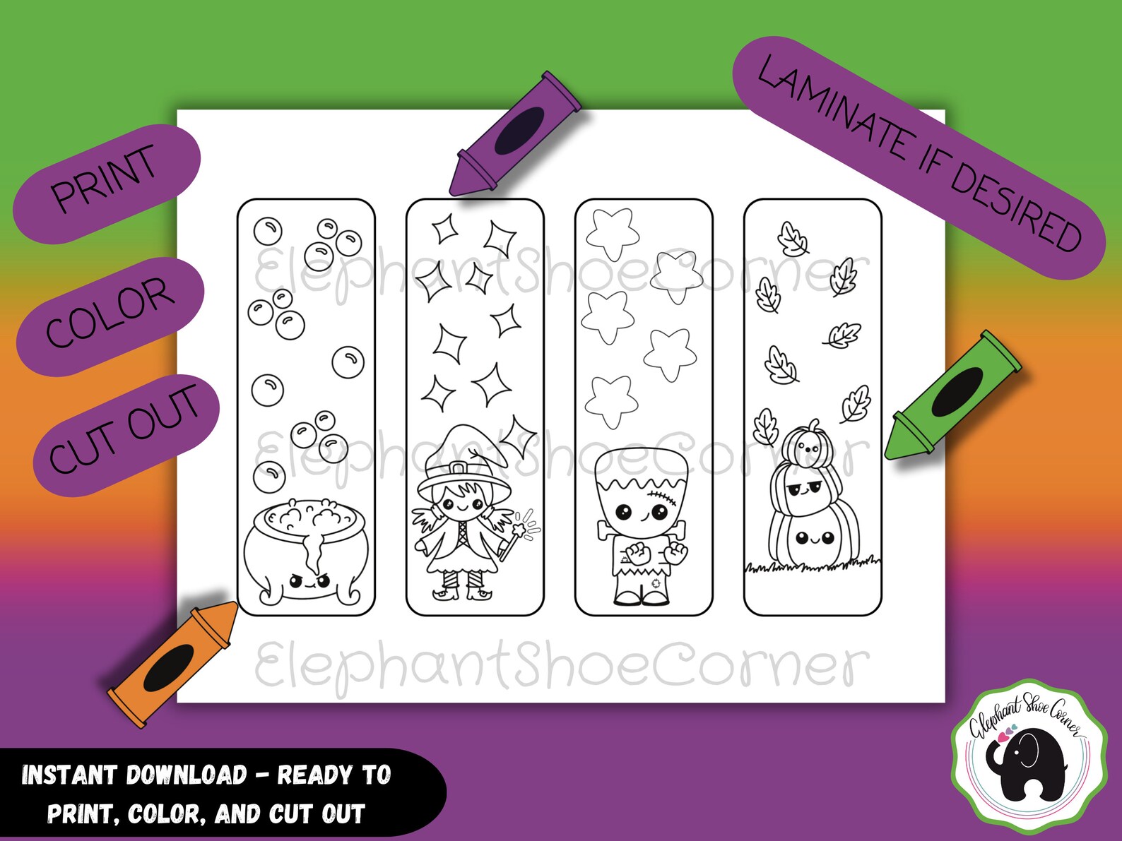 Halloween Printable Coloring Bookmarks | Printable Bookmarks | Cute ...
