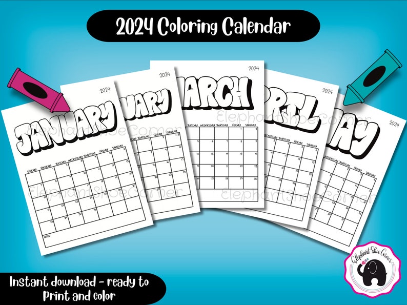 Printable 2024 Calendar Coloring Calendar Printable Kids Calendar ...