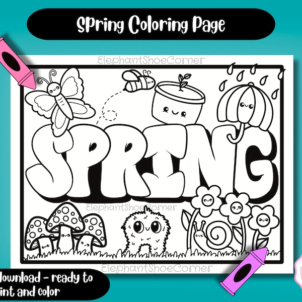 Spring Coloring Page Printable Coloring Page for Kids and Adults Cute ...
