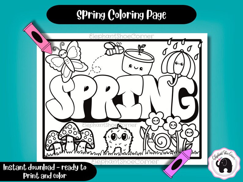 Spring Coloring Page | Printable Coloring Page for Kids and Adults ...