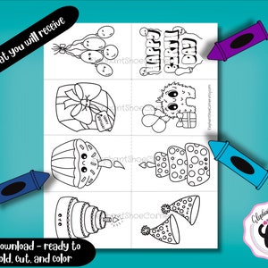 Birthday Mini Coloring Book | Birthday Printable Coloring Pages ...