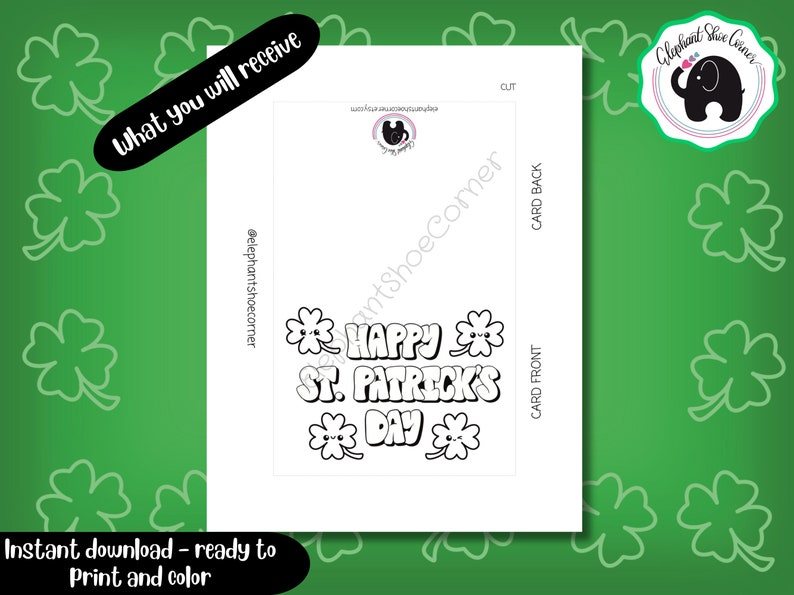 St. Patricks Day Coloring Card | Printable St. Patricks Day Card | DIY ...