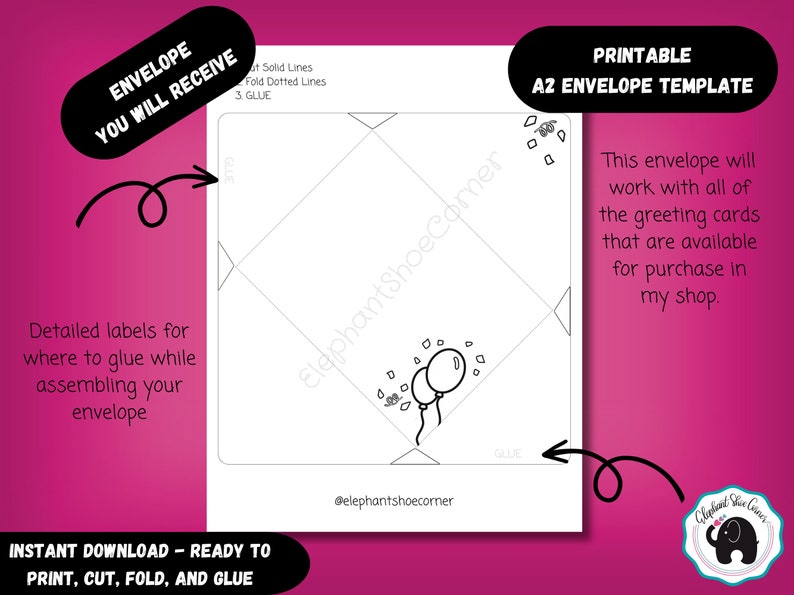 Printable Envelope Template A2 Envelope PDF Template - Etsy