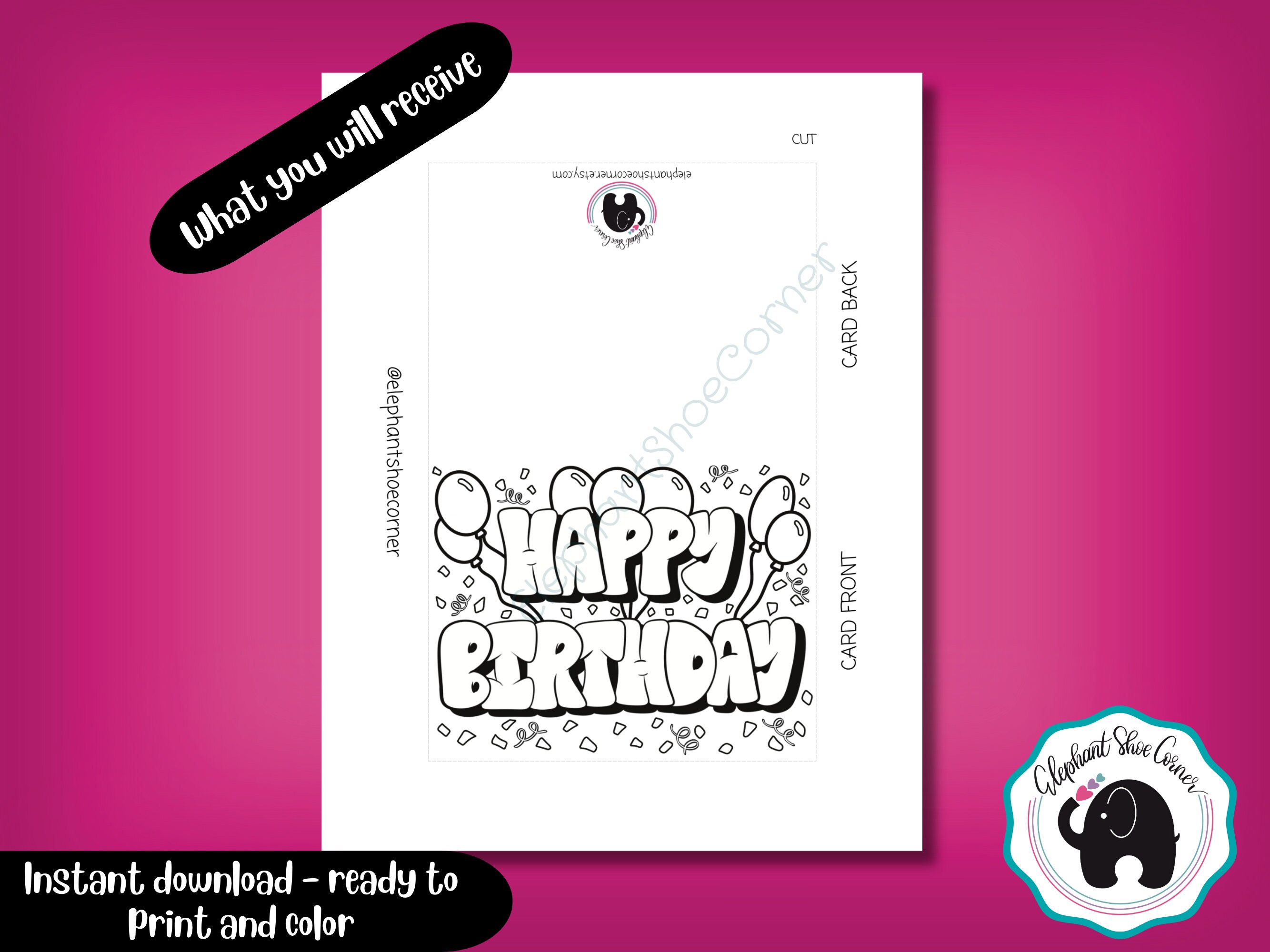 Colorable Happy Birthday Card | Colorable Birthday Card | Printable ...