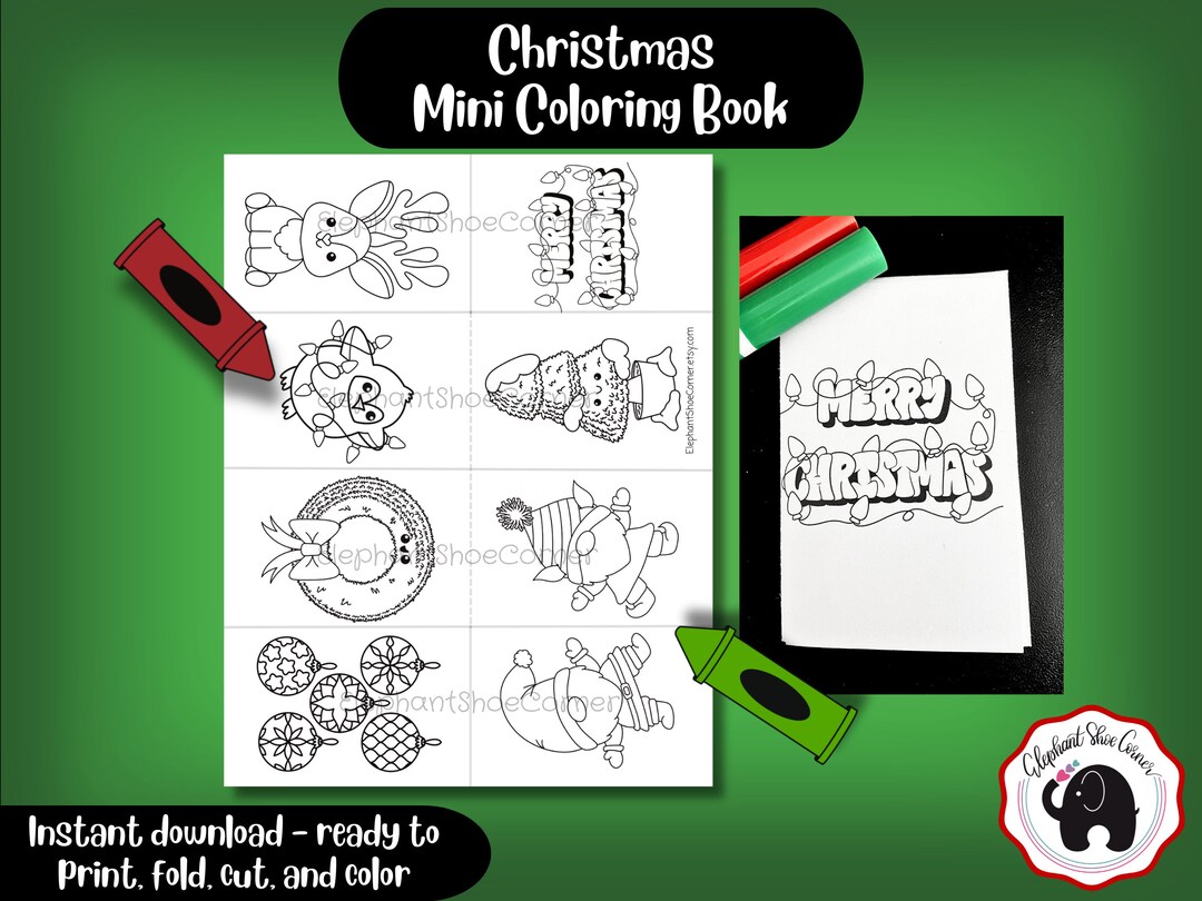 Christmas Mini Coloring Book: Kawaii Printable Pages (PDF) - Etsy