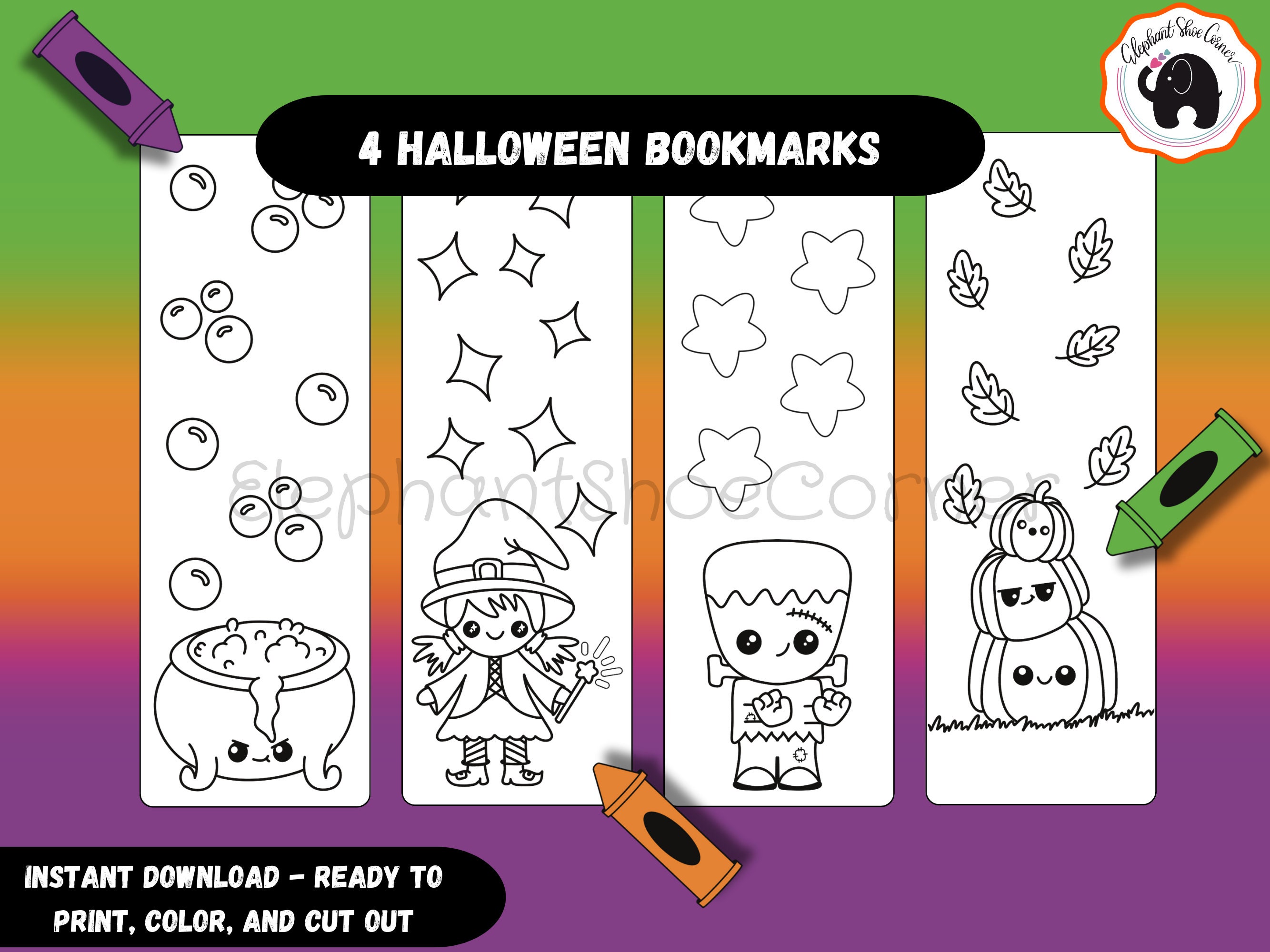 Halloween Printable Coloring Bookmarks | Printable Bookmarks | Cute ...