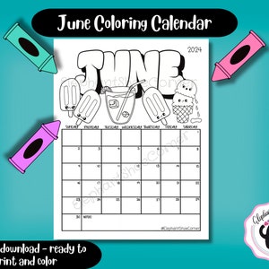 Printable June 2024 Calendar Coloring Calendar Printable Kids Calendar ...