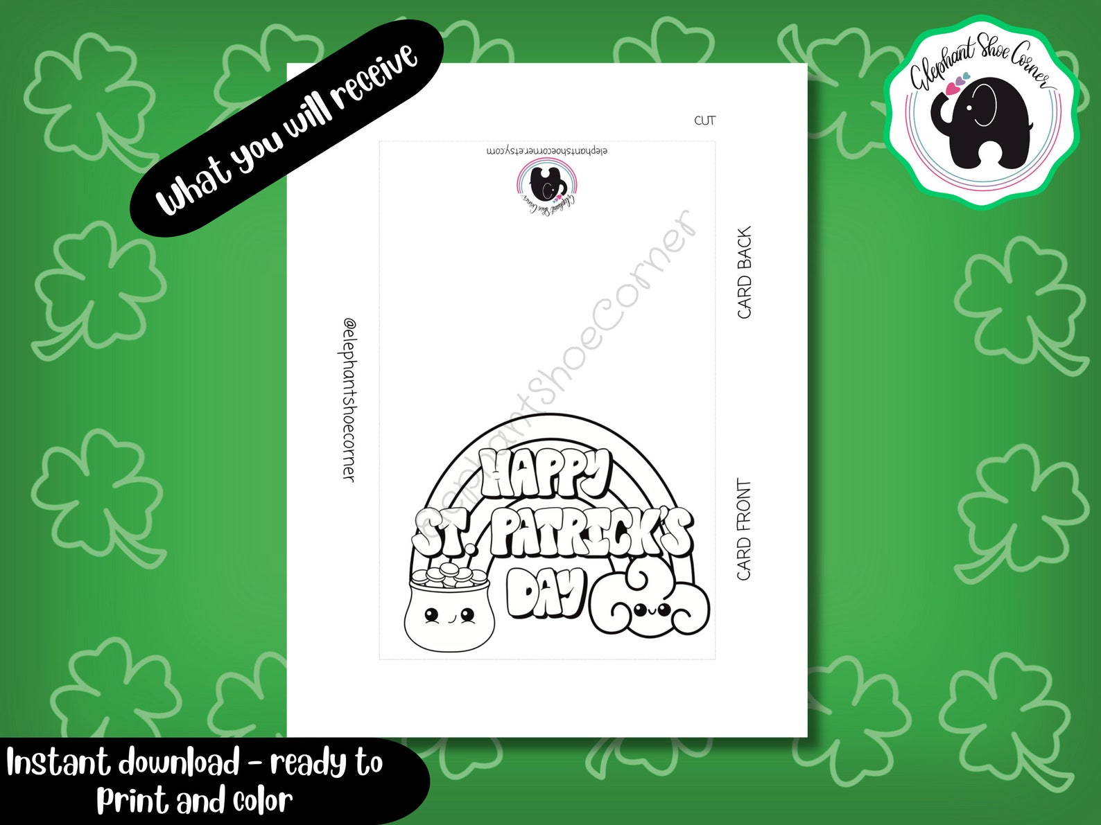 St. Patricks Day Coloring Card | Printable St. Patricks Day Card | DIY ...