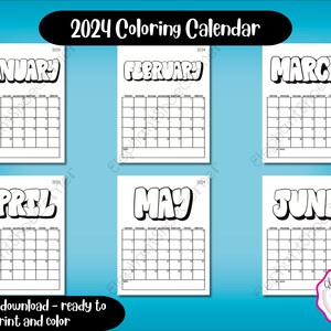 Printable 2024 Calendar Coloring Calendar Printable Kids Calendar ...