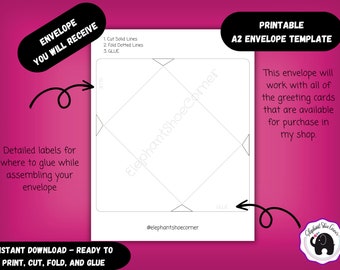 Printable A2 Envelope Template: DIY Greeting Card (PDF) - Etsy