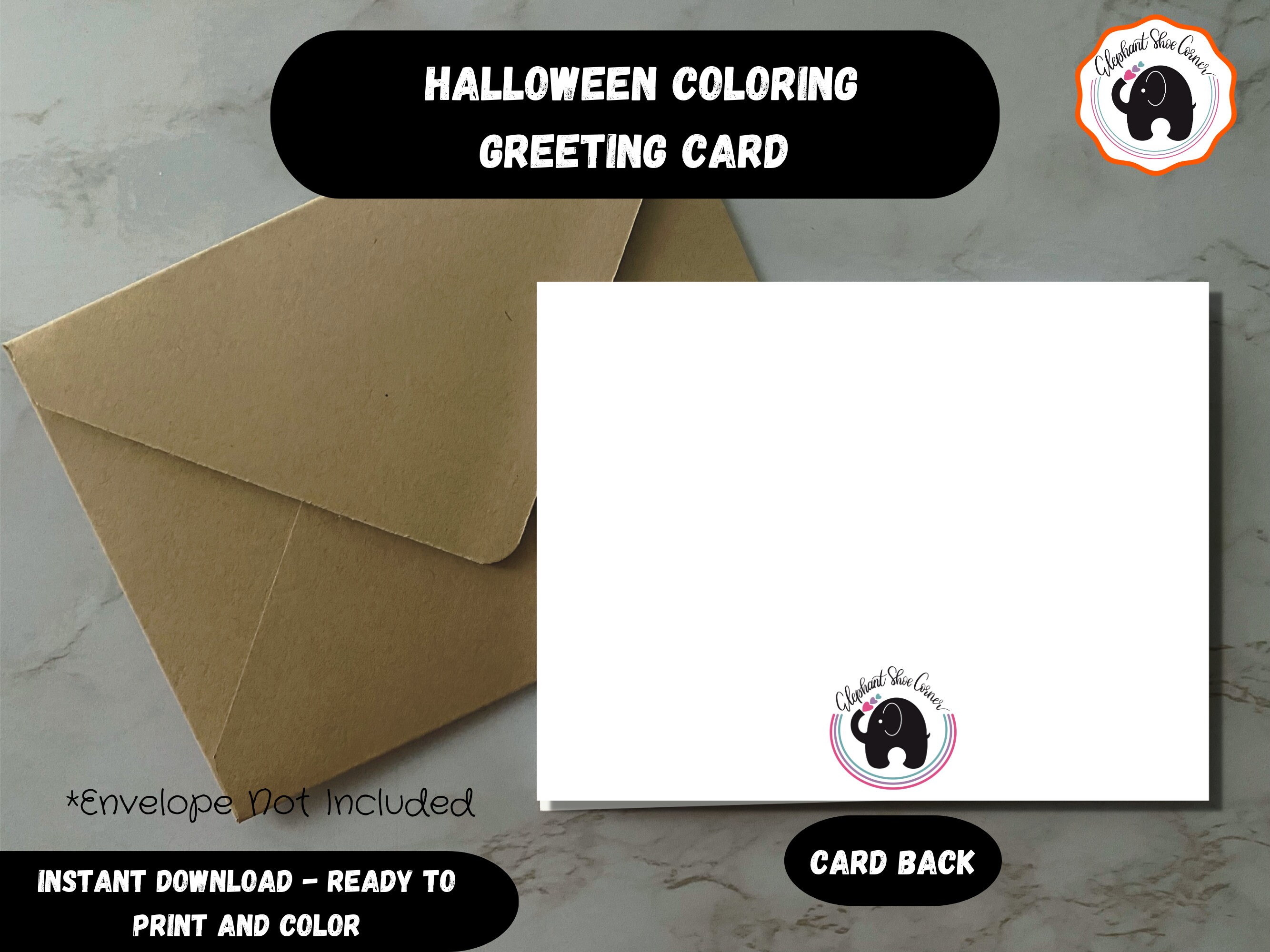 Halloween Coloring Card | Colorable Halloween Card | Printable ...