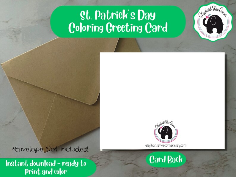 St. Patricks Day Coloring Card | Printable St. Patricks Day Card | DIY ...