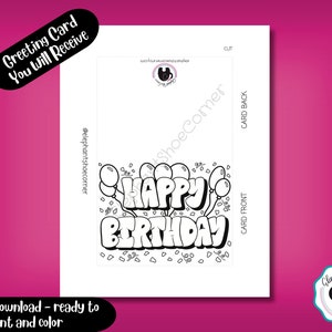 Printable Birthday Coloring Card With Matching Envelope (PDF) - Etsy
