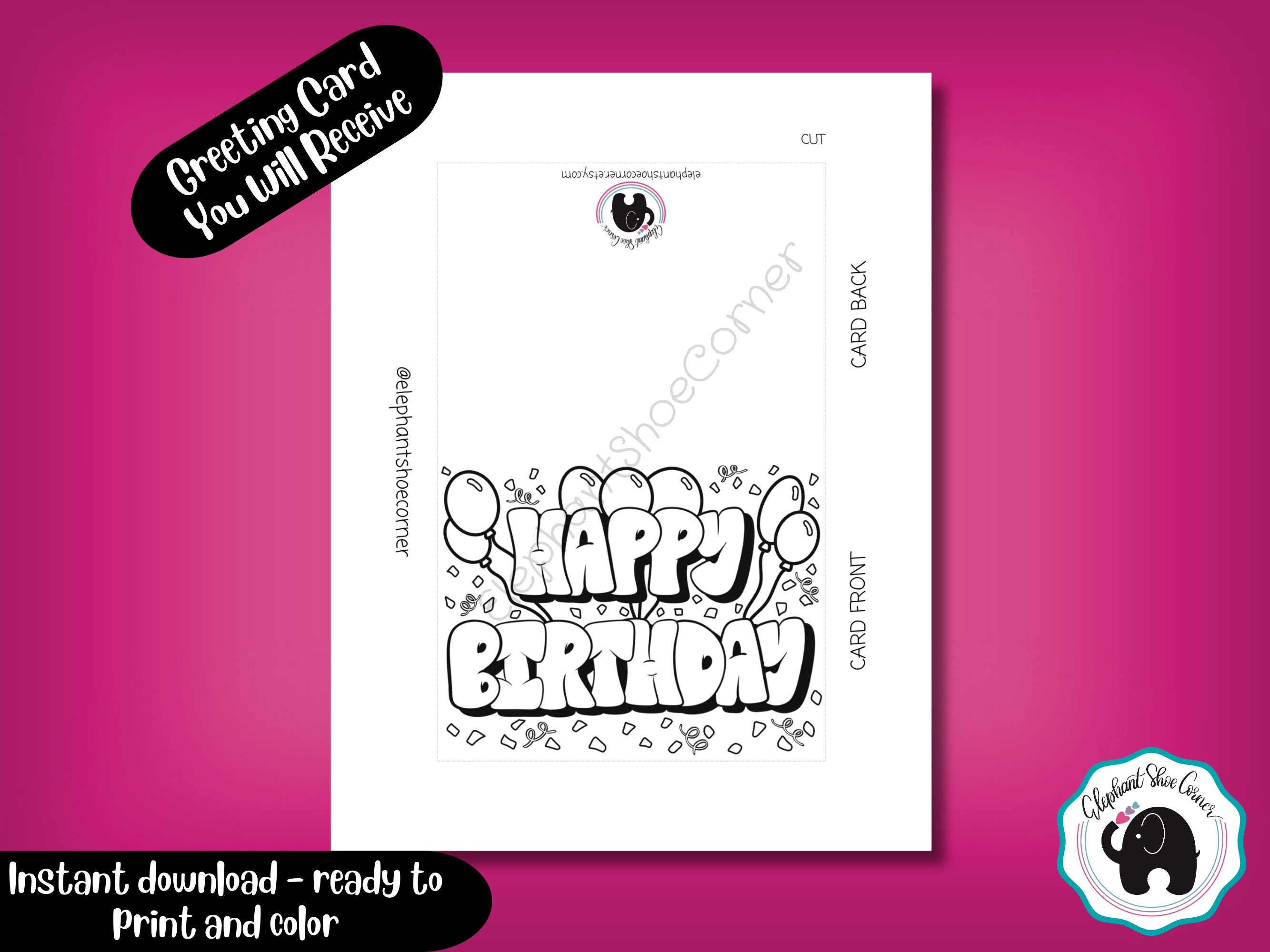 Printable Birthday Coloring Card and Matching Envelope | Colorable ...