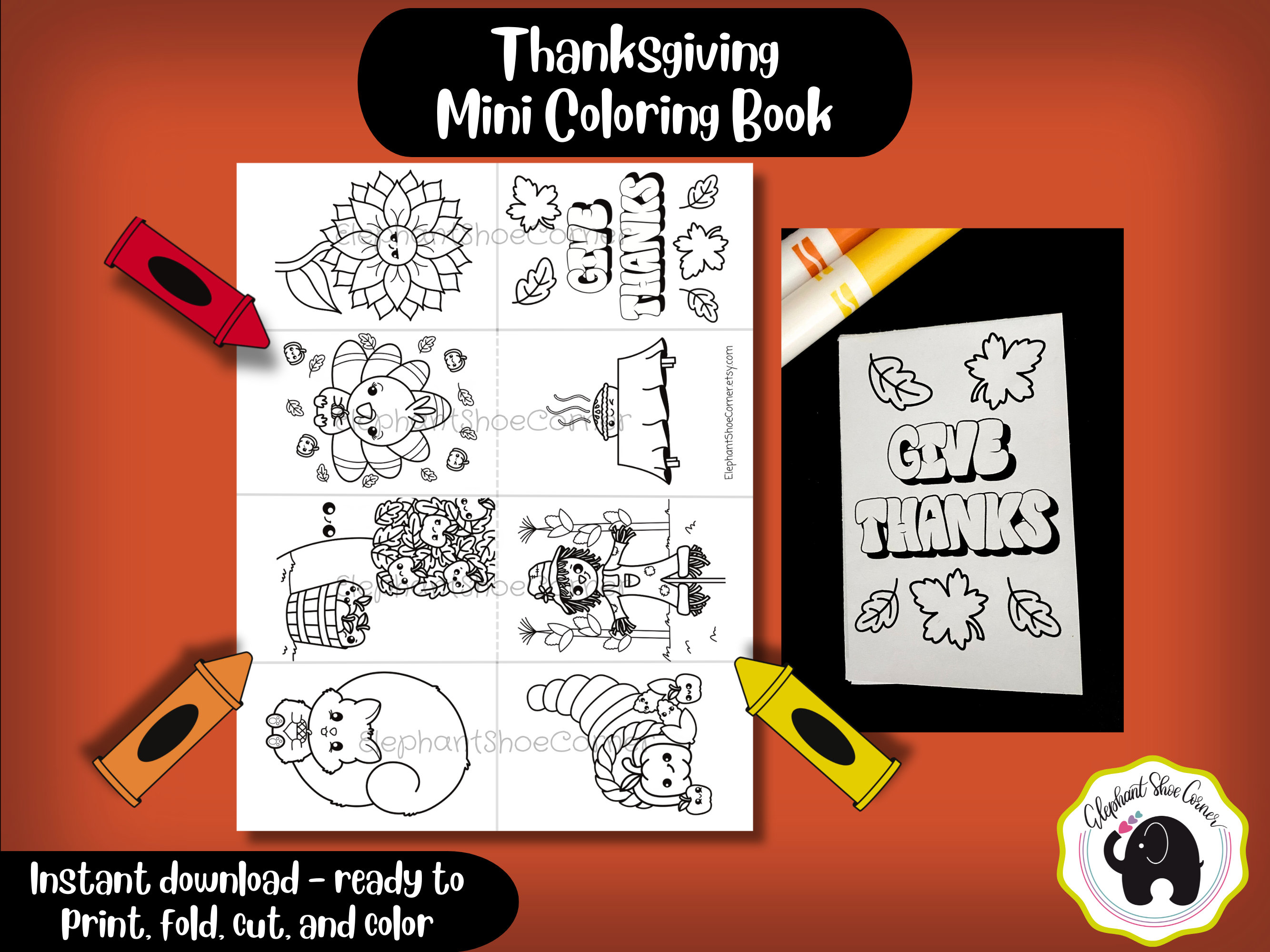 Mini Coloring Book | Thanksgiving Mini Coloring Book | Printable ...