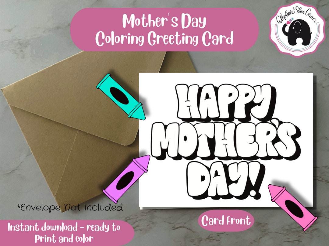 Printable and Colorable Mother's Day Card (PDF) - Etsy