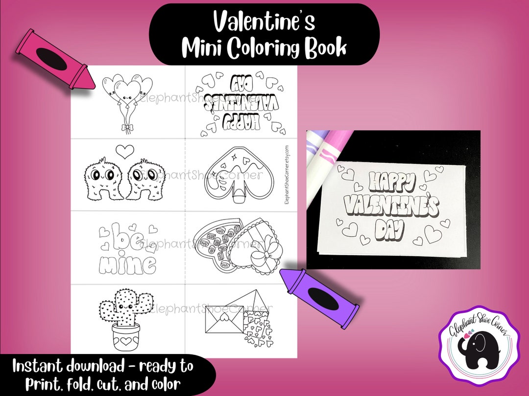 Mini Coloring Book | Valentines Mini Coloring Book | Printable Coloring ...