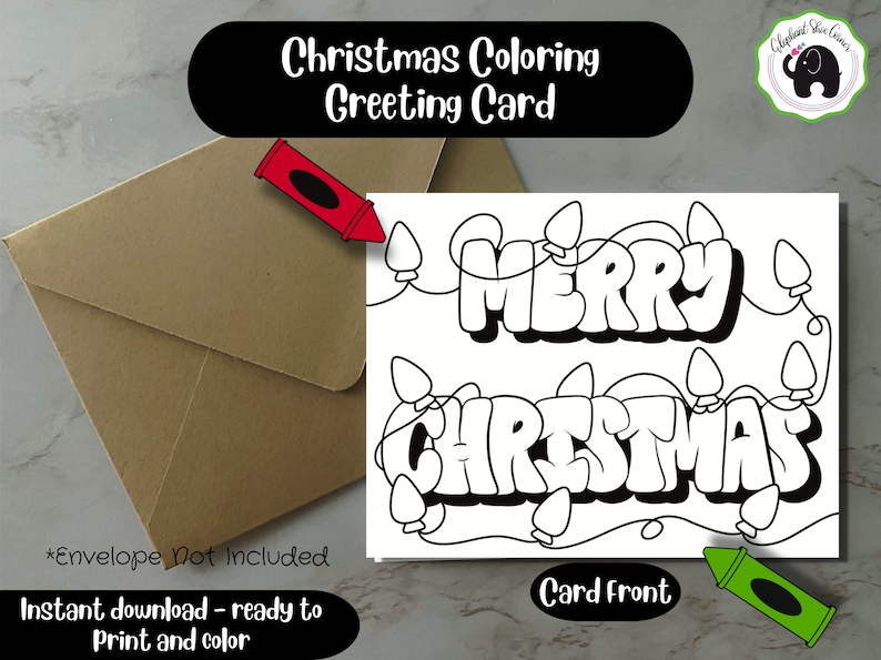 Christmas Coloring Card: DIY Printable Greeting Card (PDF) - Etsy