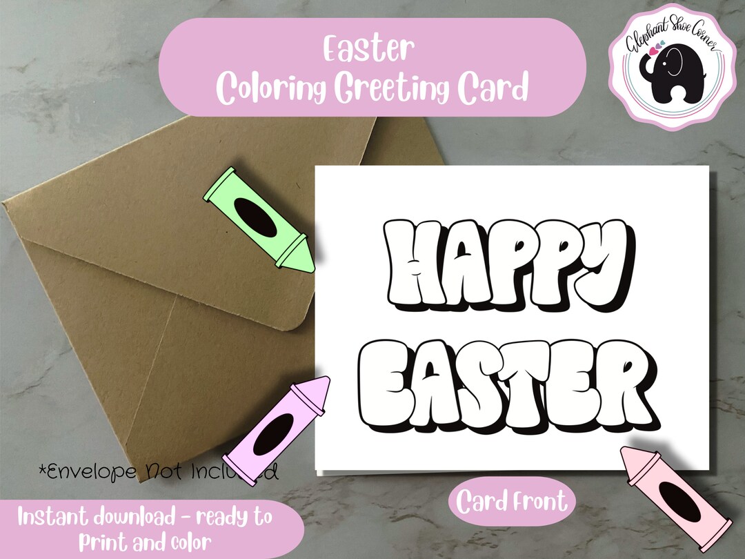 Printable Easter Coloring Card: DIY Greeting Card (PDF) - Etsy