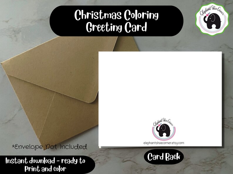 Christmas Coloring Card: DIY Printable Greeting Card (PDF) - Etsy