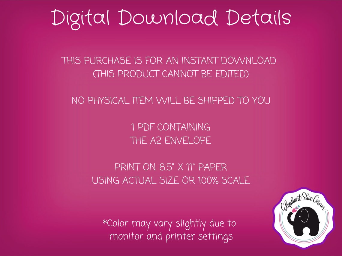 Printable A2 Envelope Template: DIY Greeting Card (PDF) - Etsy