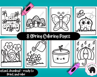 Spring Coloring Page Printable Coloring Page for Kids and Adults Cute ...