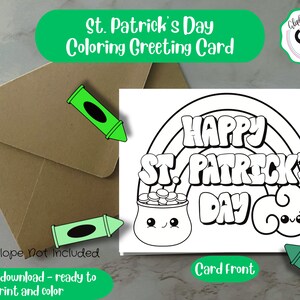 St. Patricks Day Coloring Card | Printable St. Patricks Day Card | DIY ...