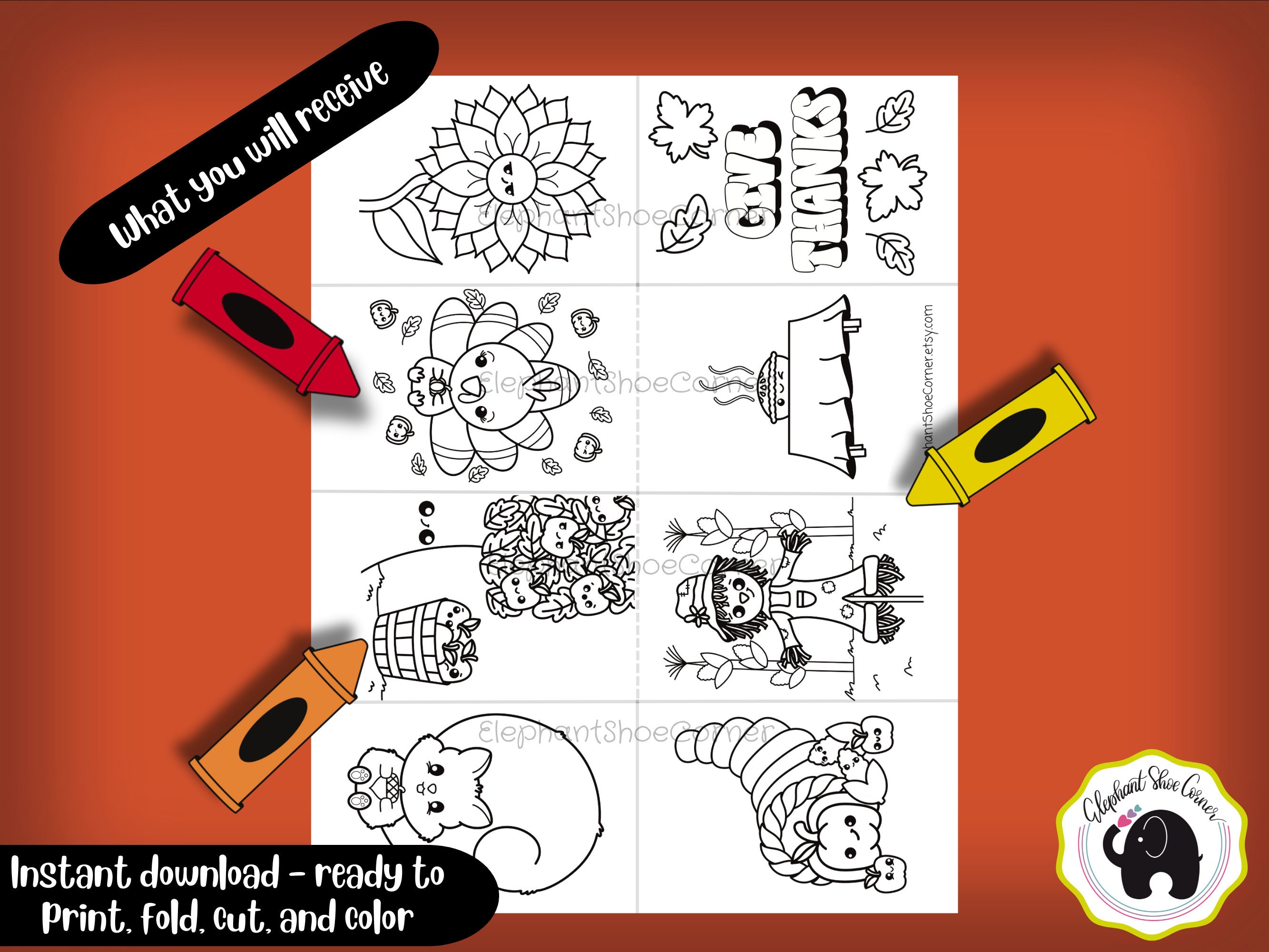 Mini Coloring Book | Thanksgiving Mini Coloring Book | Printable ...