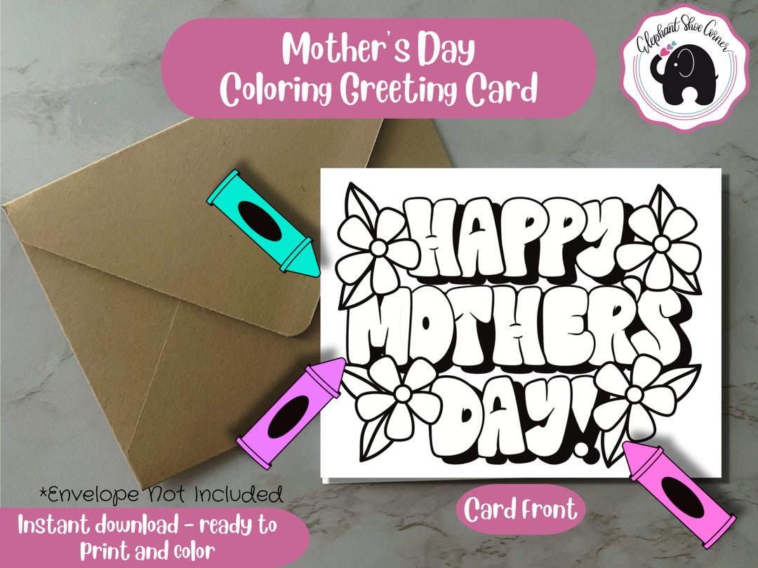 Printable Floral Mother's Day Card: Colorable DIY Greeting (PDF) - Etsy