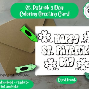 St. Patricks Day Coloring Card | Printable St. Patricks Day Card | DIY ...