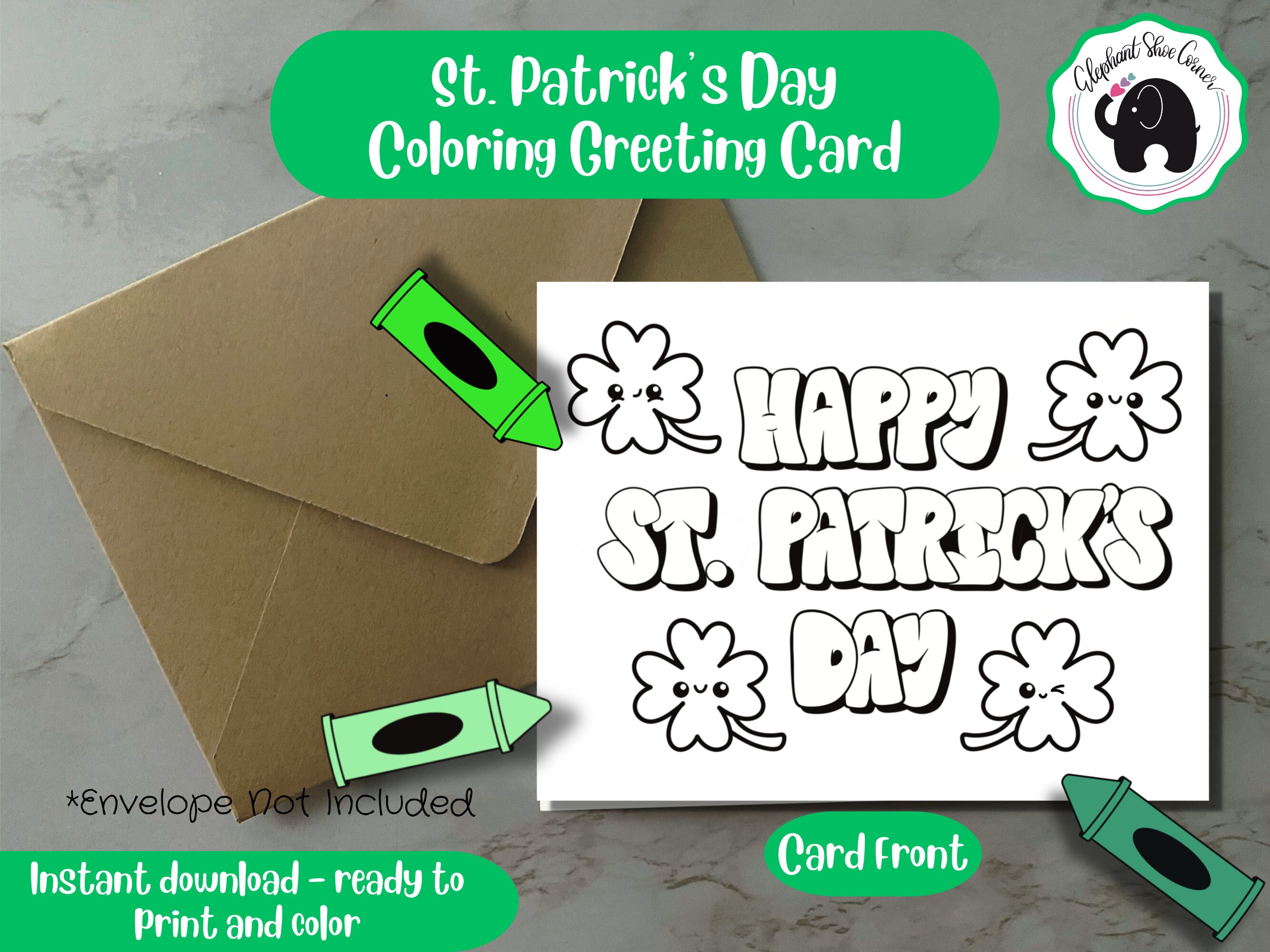 St. Patricks Day Coloring Card | Printable St. Patricks Day Card | DIY ...