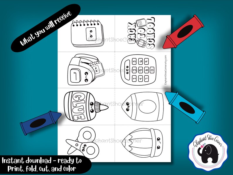 Back to School Mini Coloring Book | Back to School Printable Coloring ...